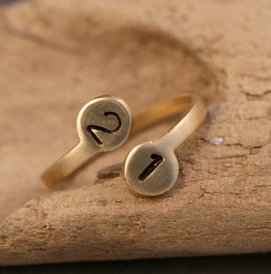 Number Ring Adjustable Brass Personalized Ring – valerietylercollection